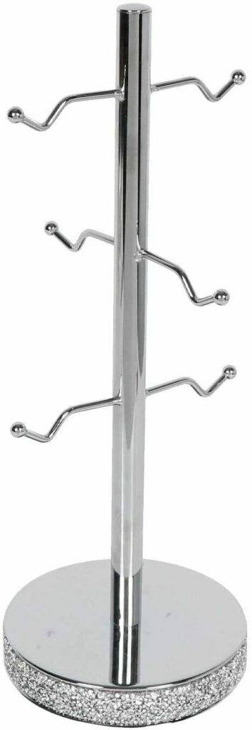 Crystal Mug Tree Silver Sparkle 6 Cups Holder Tree Stand Kitchen Rack ...