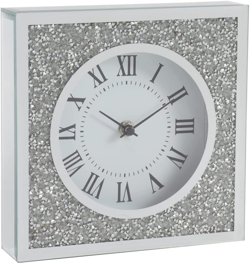 EagleWiz Jewel Square Crystal Clock Crushed Diamond Desk/Wall Clock ...