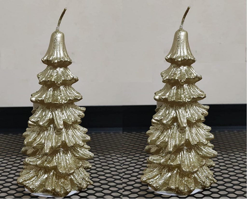 EagleWiz 2X Gold Candle 3D Christmas Tree Shaped Creative Statue Candle ...