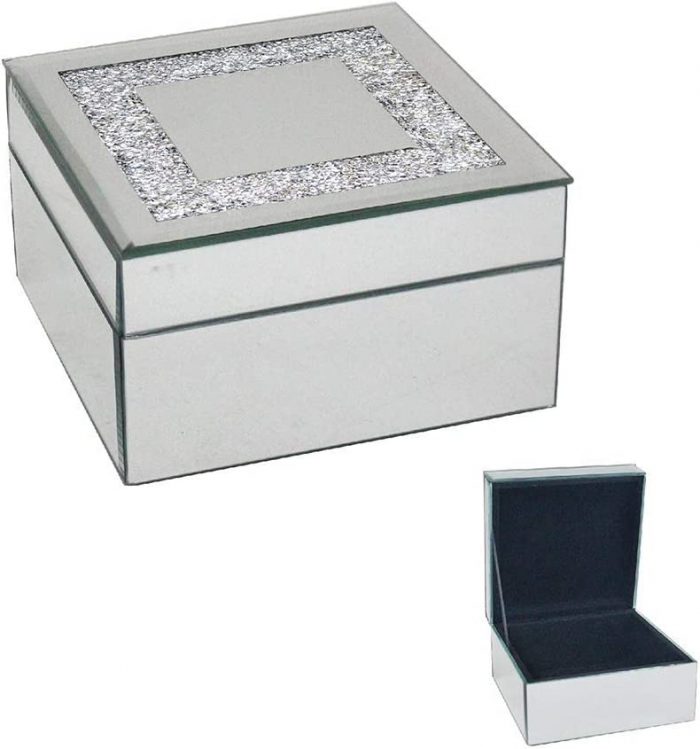Leonardo Multi-Crystal Mirrored Glass Crystal Jewellery box | EagleWiz