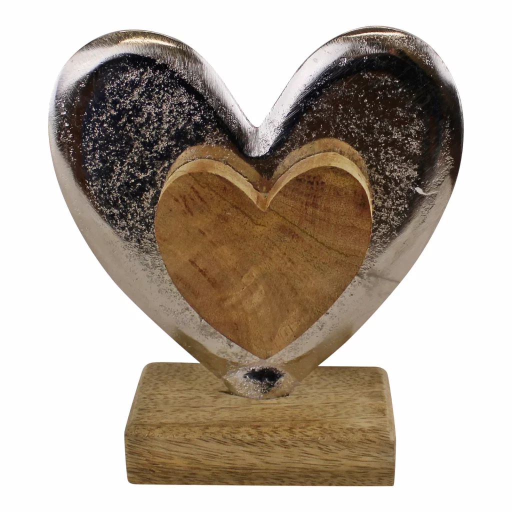 EagleWiz Metal and Wood Standing Heart Decoration | EagleWiz