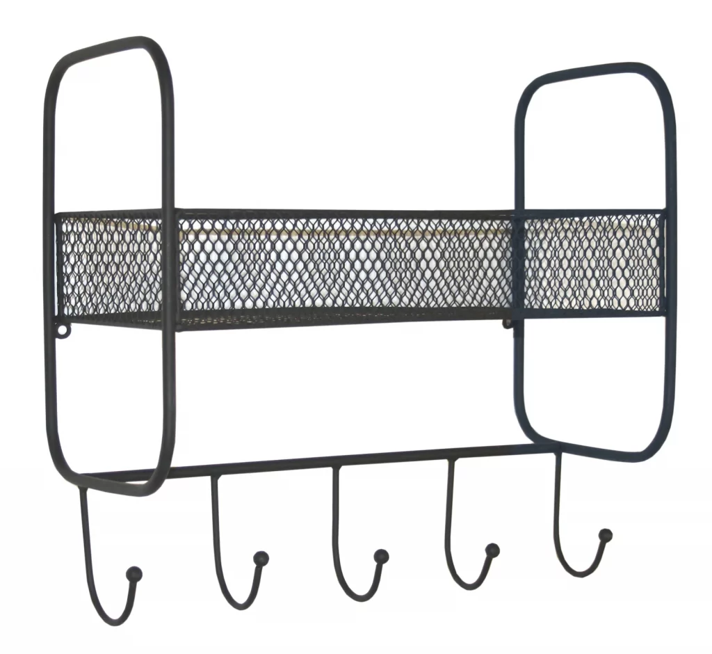 EagleWiz Mesh Wall Shelf With 5 Hooks Black | EagleWiz